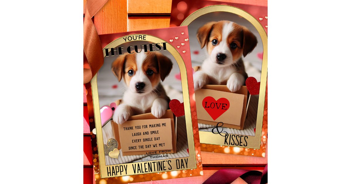 Cute Puppy Dog Happy Valentine's Day Card | Zazzle
