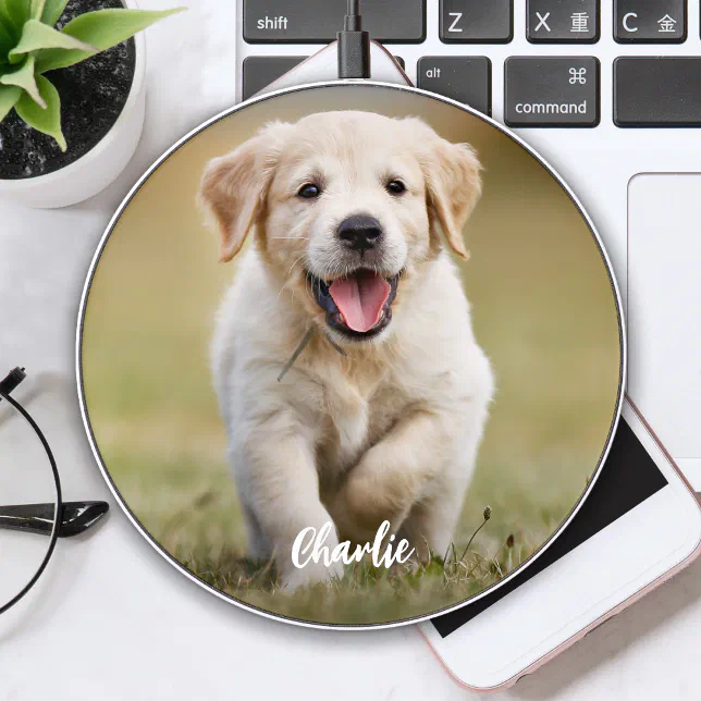 Cute Puppy Dog Personalized Pet Photo Phone Wireless Charger | Zazzle