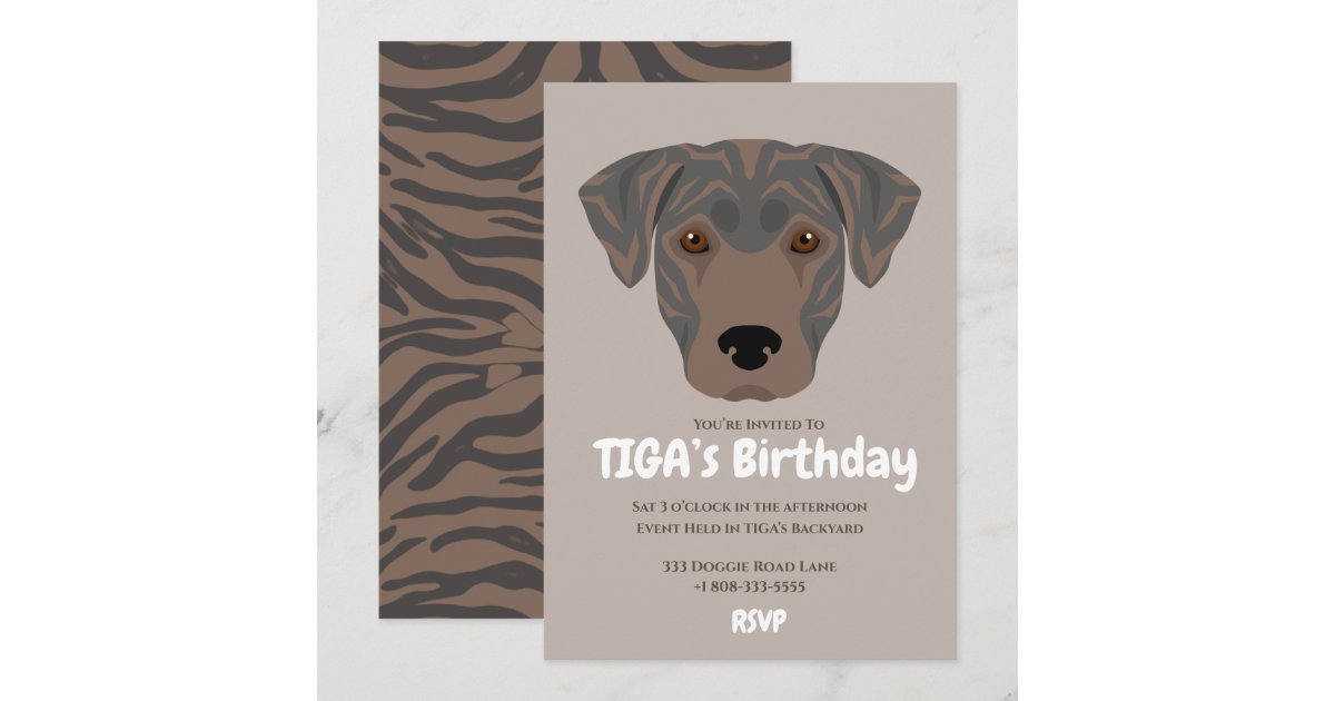 Cute puppy dog TIGA’s party Invitation | Zazzle
