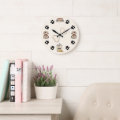 Cute Puppy Dogs, Paw Prints and Bone Large Clock | Zazzle
