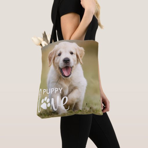 Cute Puppy Love Personalized Photo Pet Dog Lover Tote Bag | Zazzle