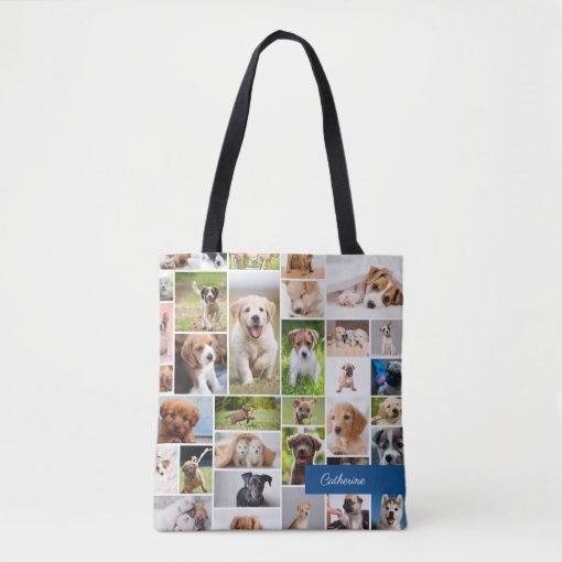 Cute Puppy Photo Montage Adorable Dog Tote Bag | Zazzle