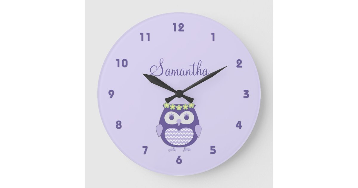 Cute Purple and Lavender Girly Owl Wall Clock | Zazzle