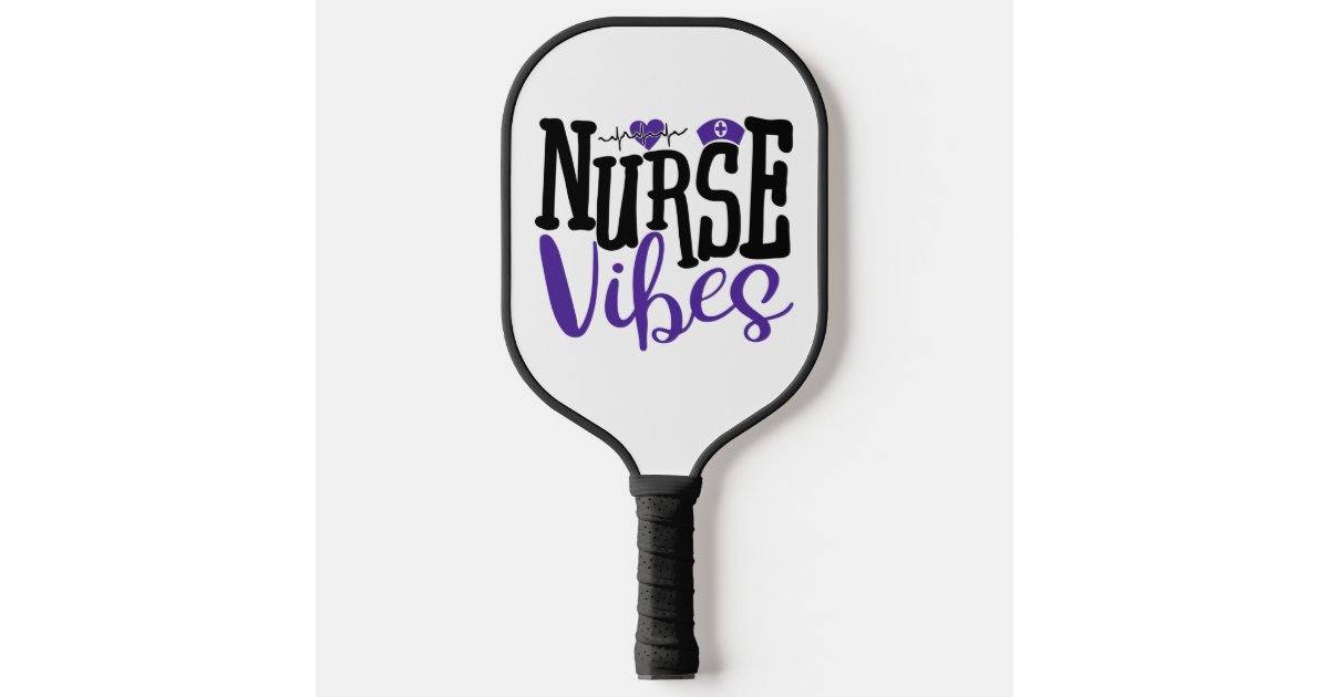 Cute Purple Black Nurse Vibes Medical Pickleball Paddle | Zazzle