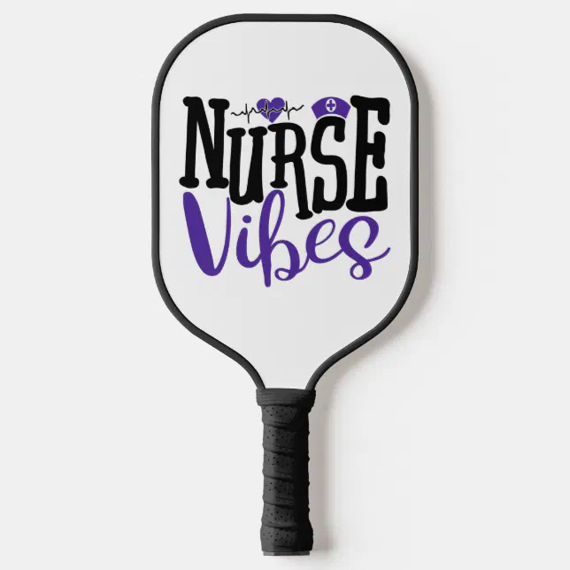 Cute Purple Black Nurse Vibes Medical Pickleball Paddle | Zazzle