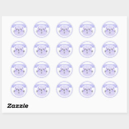 Cute Purple Cat | Personalized Classic Round Sticker | Zazzle