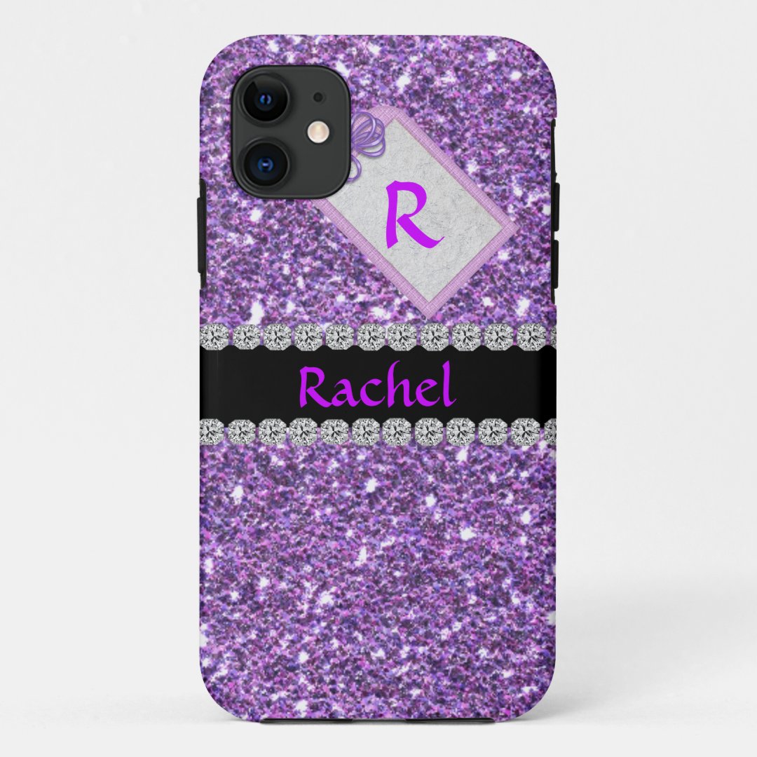 CUTE PURPLE CUSTOM BLING I phone 5 case MONOGRAM | Zazzle