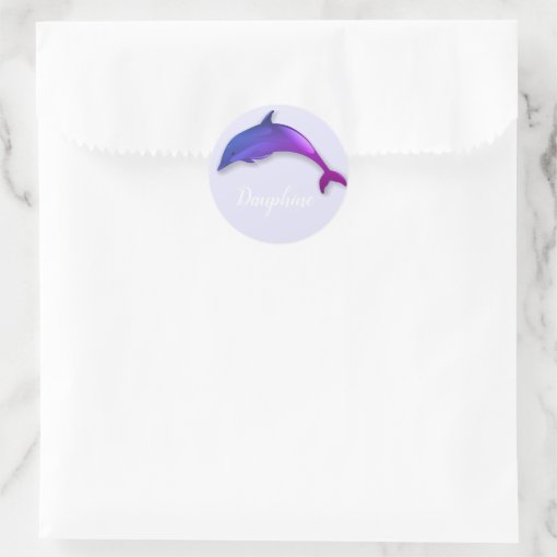Cute purple dolphin - add name classic round sticker | Zazzle