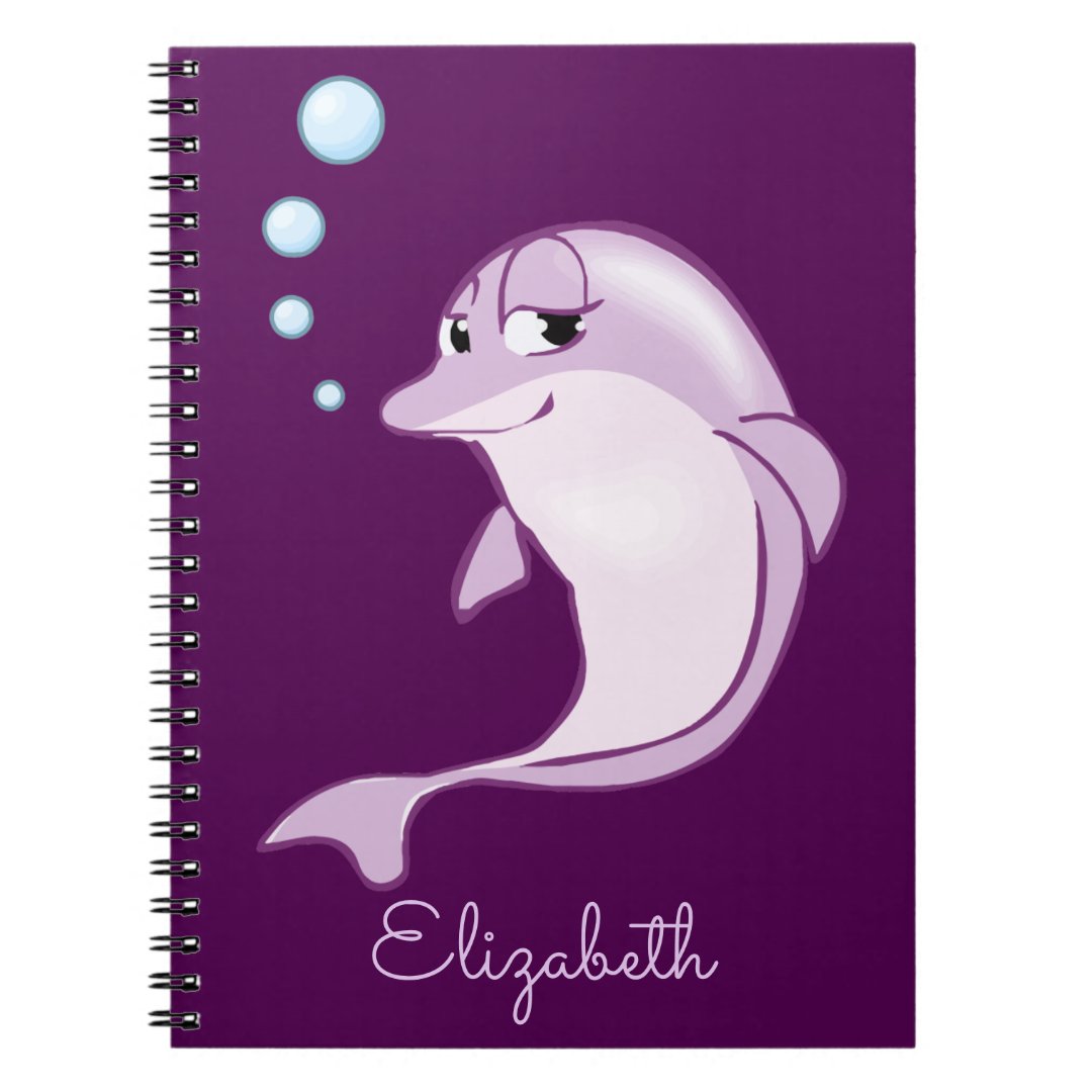 Cute Purple Dolphin Personalized Notebook | Zazzle
