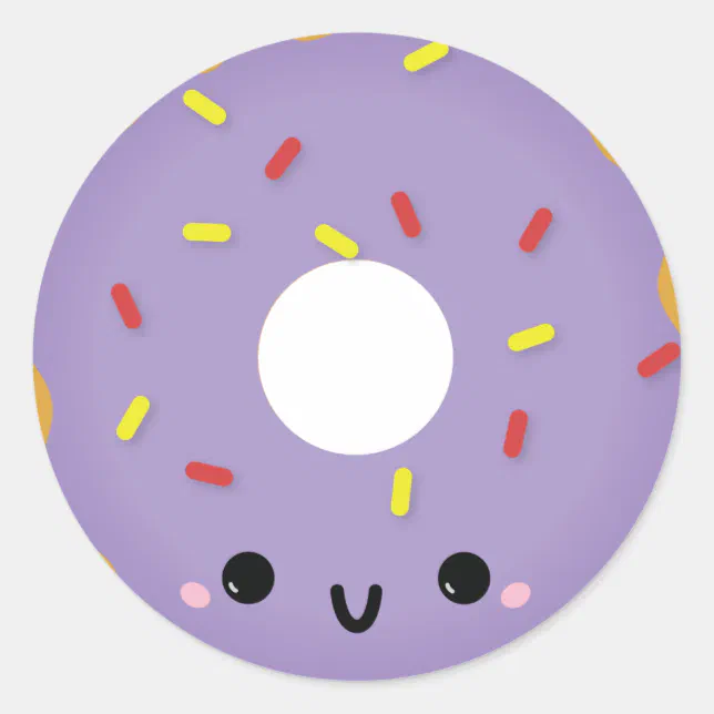 Cute Purple Donut Sticker | Zazzle