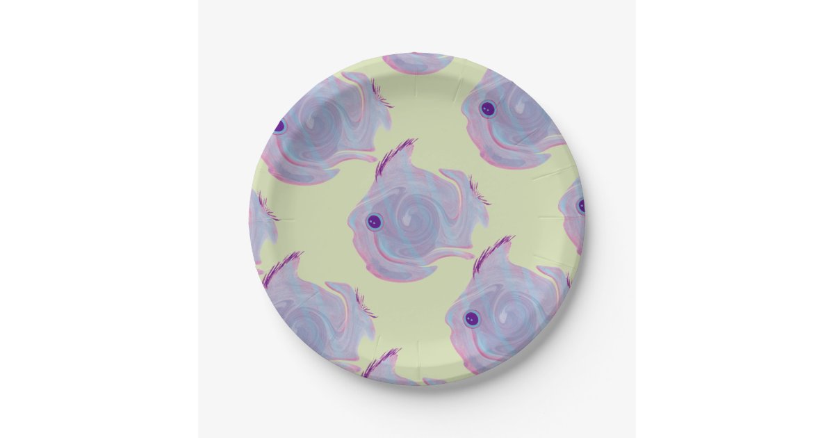 Cute Purple Fish Paper Plate | Zazzle