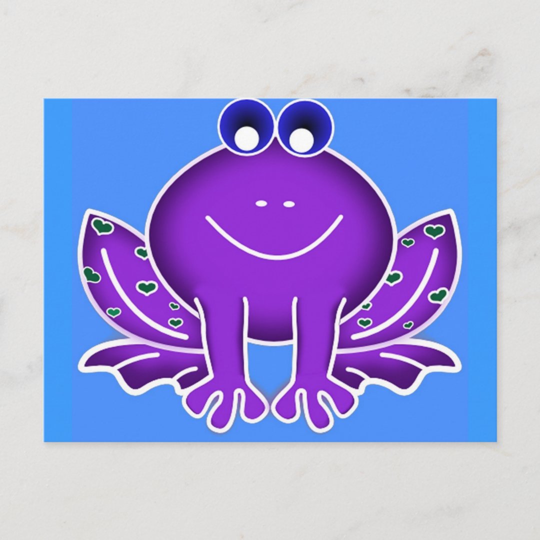 cute purple frog postcard | Zazzle