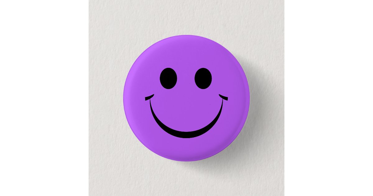 Cute Purple Happy Face Birthday Button | Zazzle