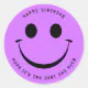 Cute Purple Happy Face Birthday Classic Round Sticker | Zazzle