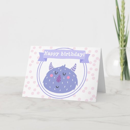 Cute Purple Monster - Kids Birthday Card | Zazzle