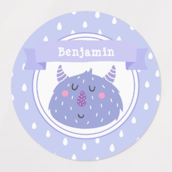 Cute Purple Monster - Personalized Kids' Labels | Zazzle