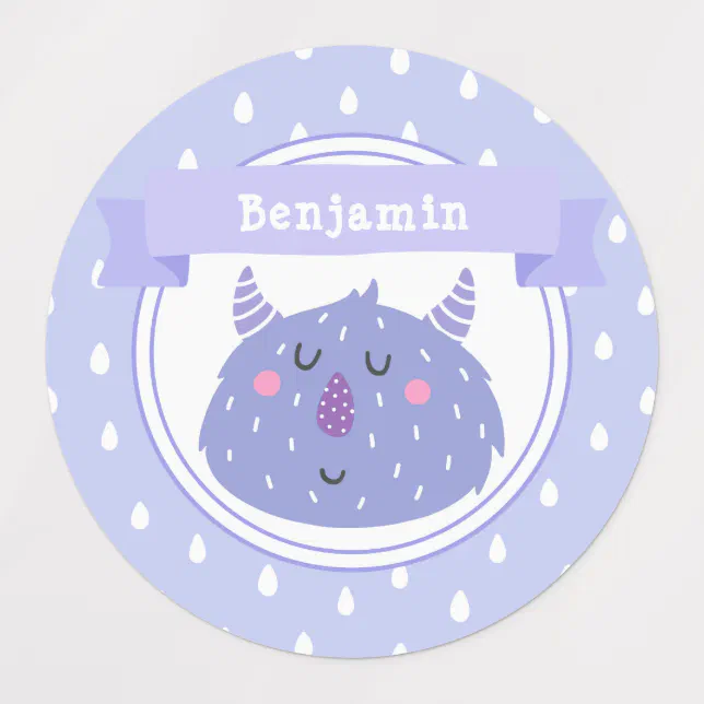 Cute Purple Monster - Personalized Kids' Labels | Zazzle