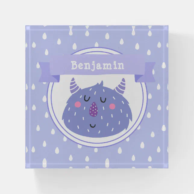 Cute Purple Monster - Personalized Lilac Kids Paperweight | Zazzle