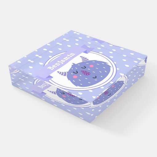Cute Purple Monster - Personalized Lilac Kids Paperweight | Zazzle