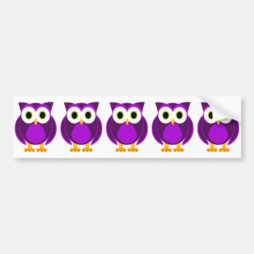 Cute Purple Owl Bumper Stickers | Zazzle