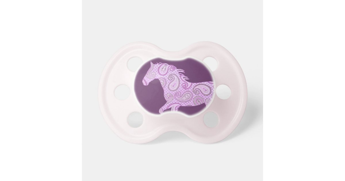 Cute Purple Paisley Horse Pacifier | Zazzle