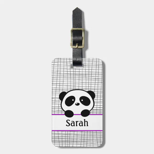 Cute Purple Panda Bear Luggage Tag | Zazzle