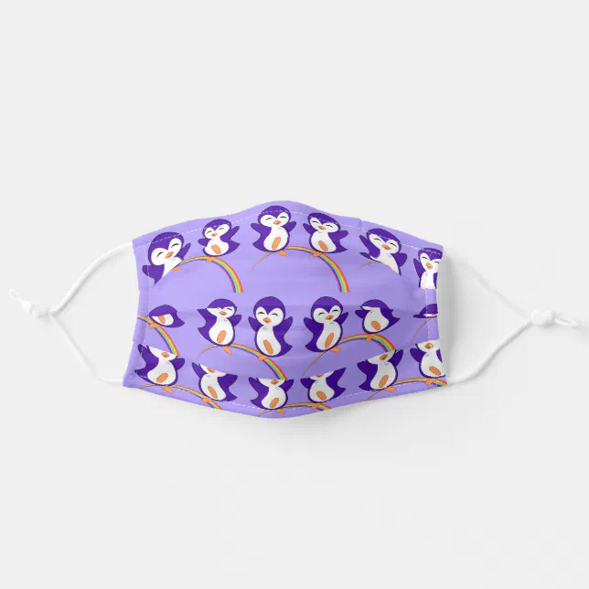 Cute Purple Penguin Adult Cloth Face Mask | Zazzle