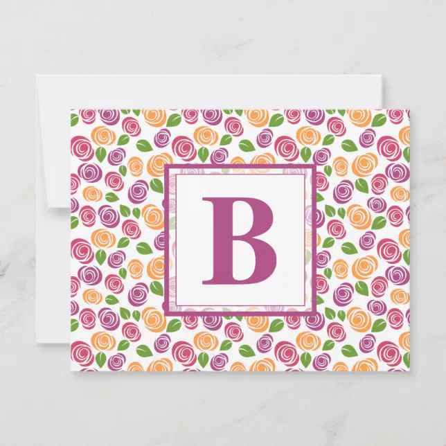 Cute Purple Personalized Monogrammed Name Initial Note Card | Zazzle