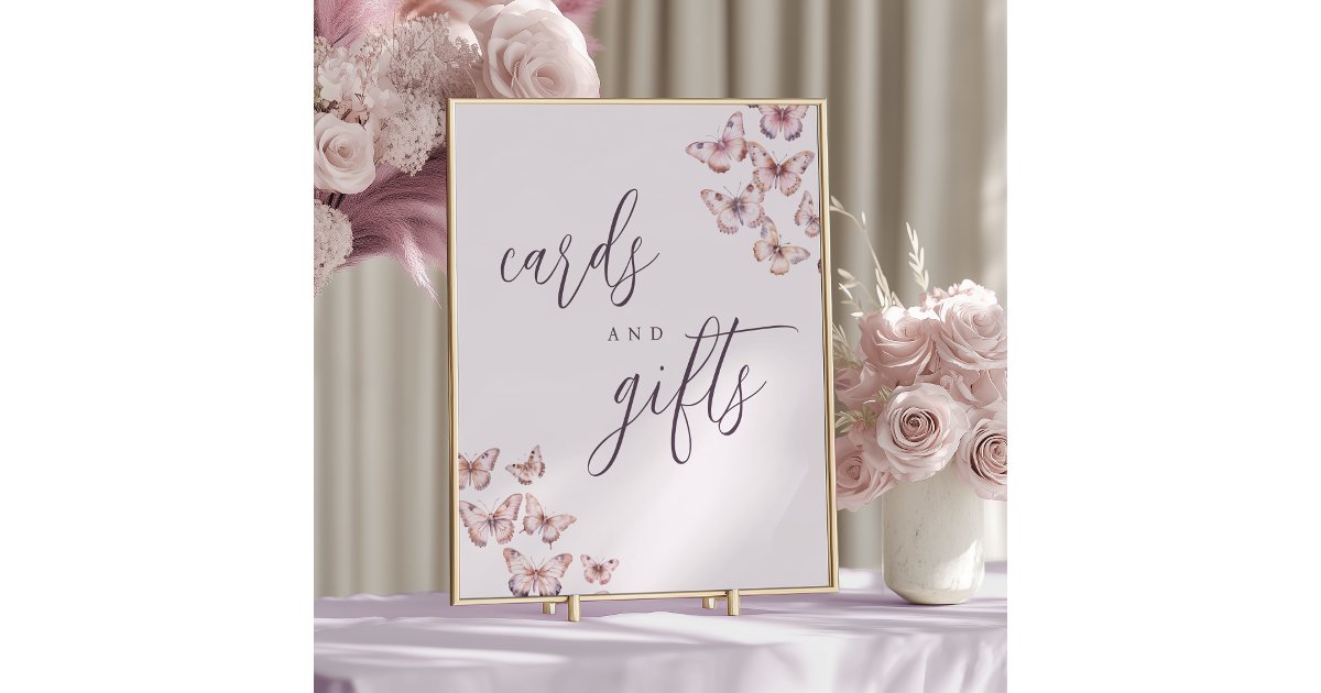 Cute Purple & Pink Butterfly Cards and Gifts Sign | Zazzle