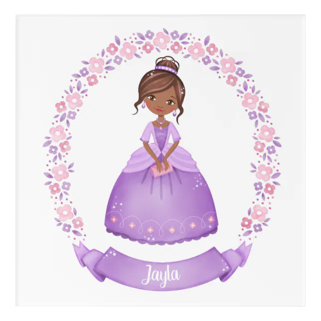 Cute Purple Princess Ethnic Personalized Acrylic Print | Zazzle