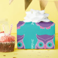 Cute Purple Teal Adorable Owl Personalized Girls Wrapping Paper | Zazzle