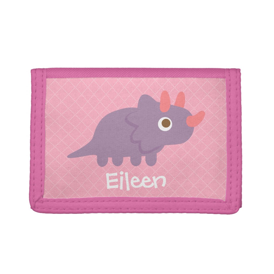 Cute Purple Triceratops Dinosaur Girls Wallet | Zazzle