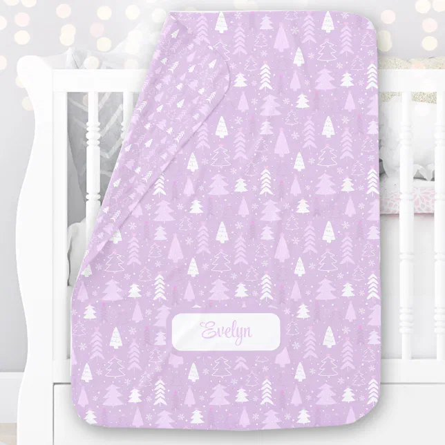 Cute Purple Violet Winter Trees Personalized Baby Blanket | Zazzle