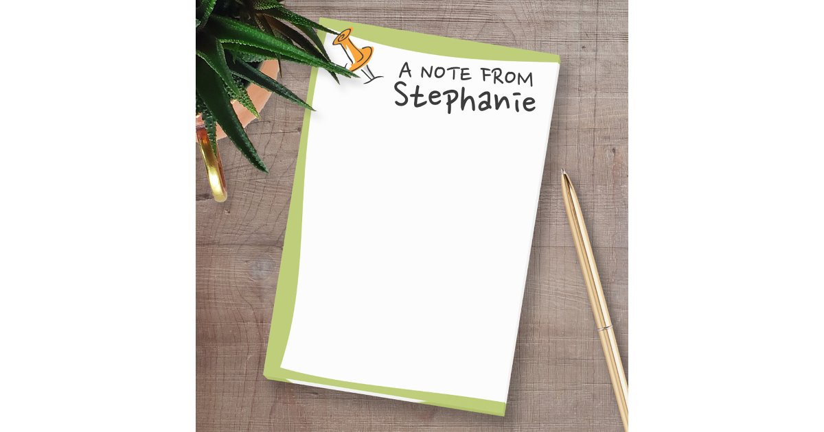 Cute Push Pin Custom Name Lime Green and Orange Post-it Notes | Zazzle
