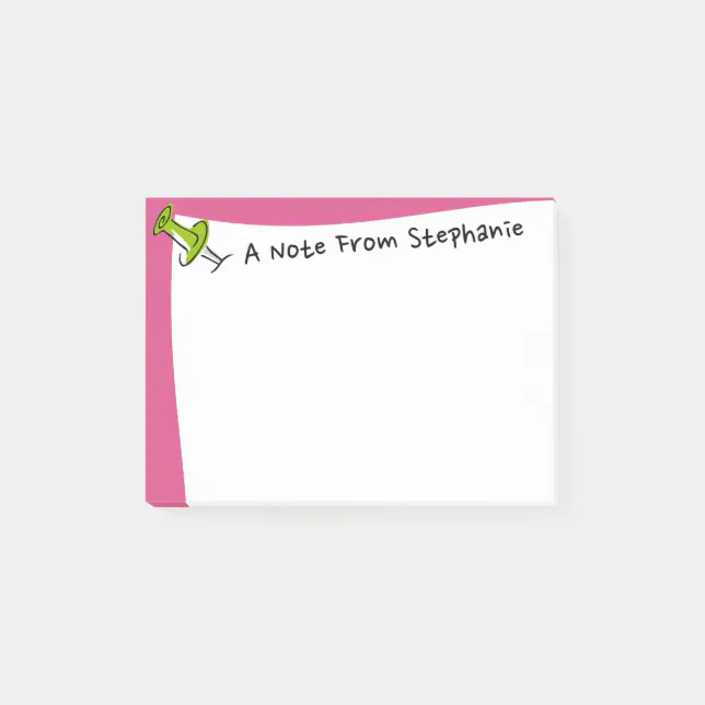 Cute Push Pin From the Desk Of Custom Name Post-it Notes | Zazzle