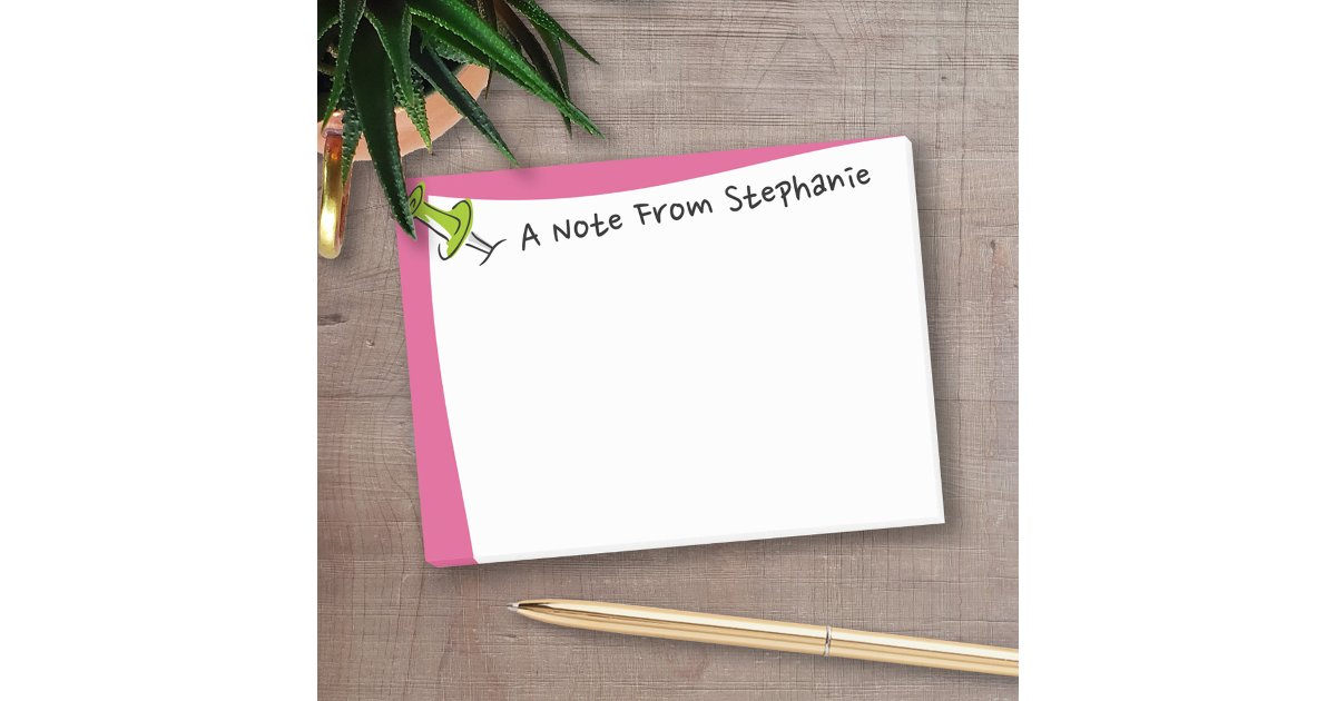 Cute Push Pin From the Desk Of Custom Name Post-it Notes | Zazzle