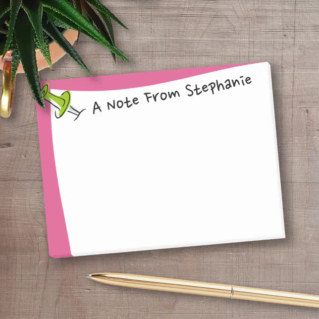 Cute Push Pin From the Desk Of Custom Name Post-it Notes | Zazzle