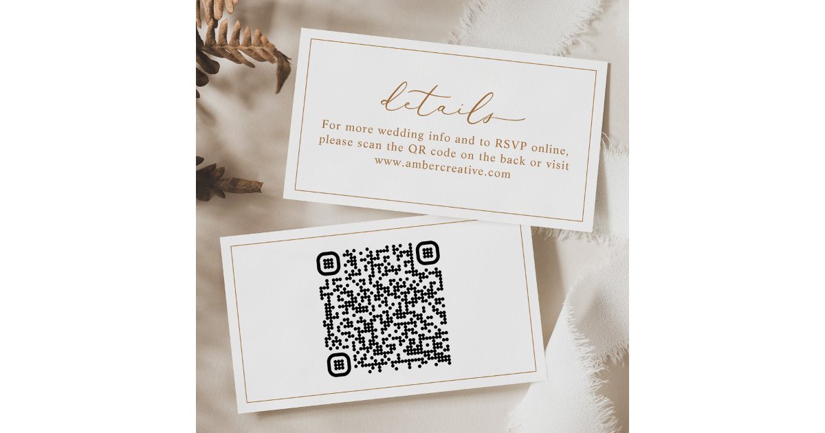 Cute QR Code Wedding Website Details Cards | Zazzle