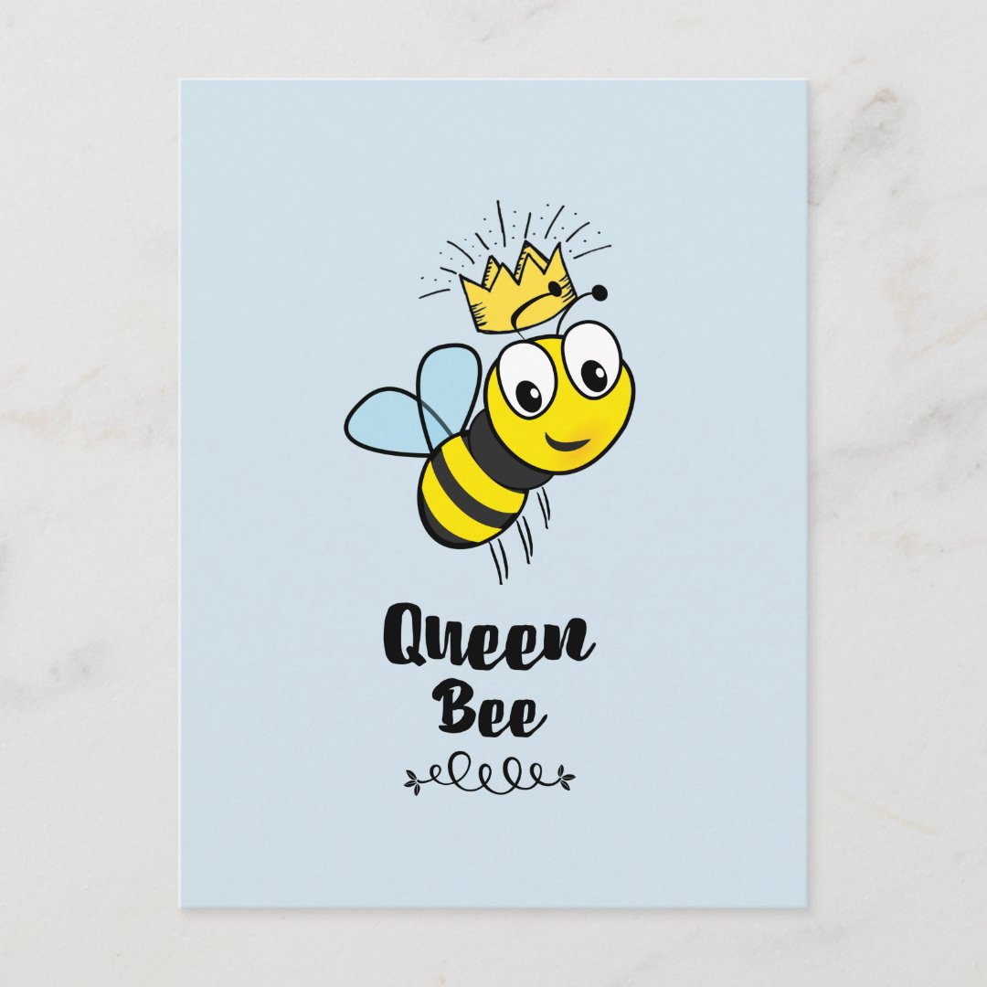 Cute Queen Bee with Crown Postcard | Zazzle