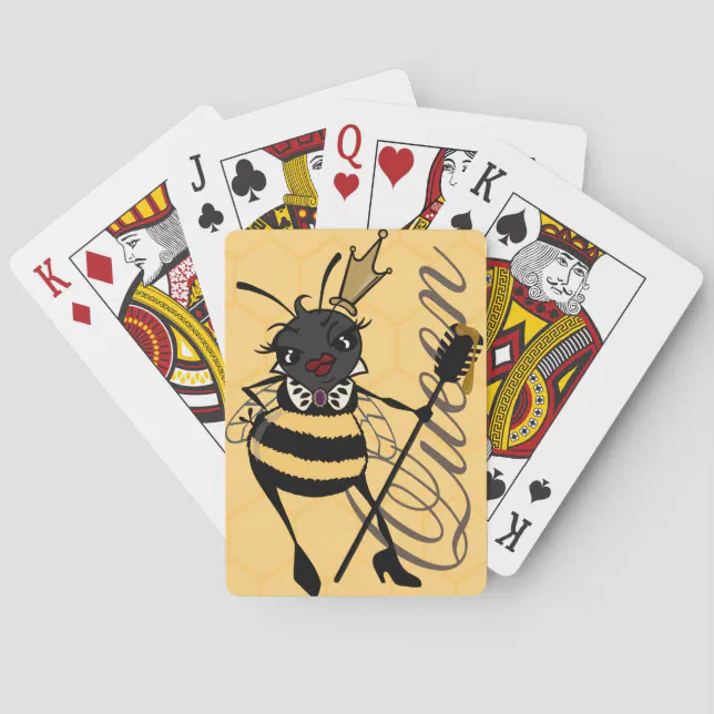CUTE QUEEN BEE WITH HONEYCOMB PLAYING CARDS | Zazzle