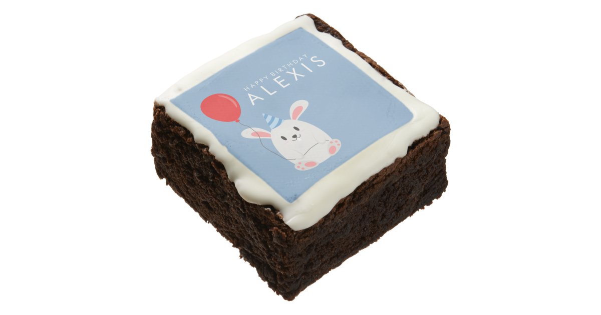 Cute Rabbit Birthday Chocolate Brownie | Zazzle