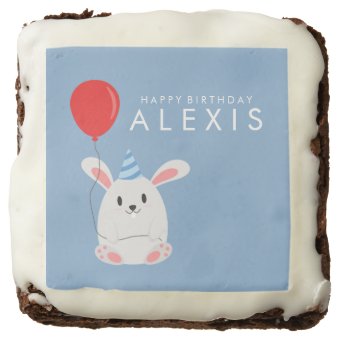 Cute Rabbit Birthday Chocolate Brownie | Zazzle