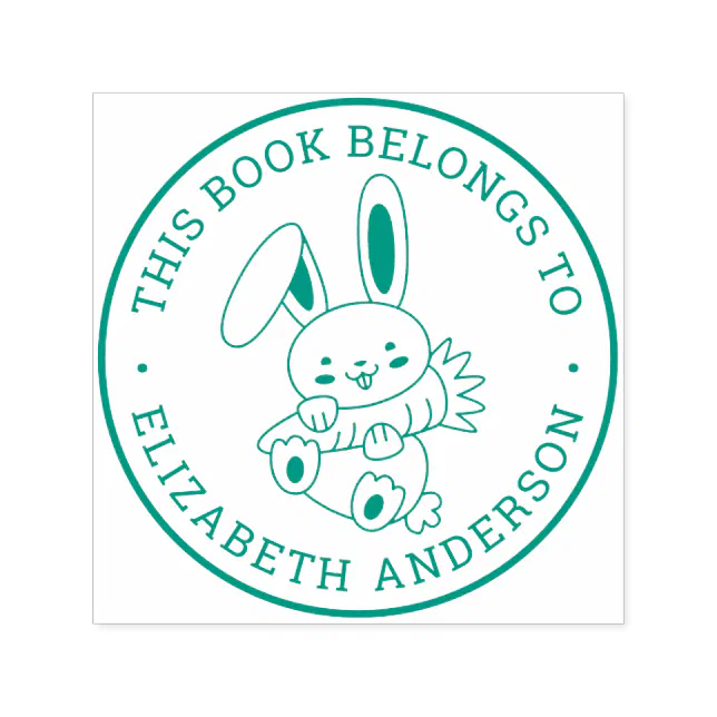 Cute Rabbit Bunny Cartoon This Book Belongs To Self-inking Stamp | Zazzle