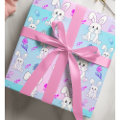 Cute Rabbit Bunny Illustration Pink Green Lavender Wrapping Paper ...