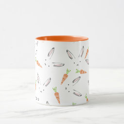 Cute Rabbit Carrot Pattern Personalized Mug | Zazzle