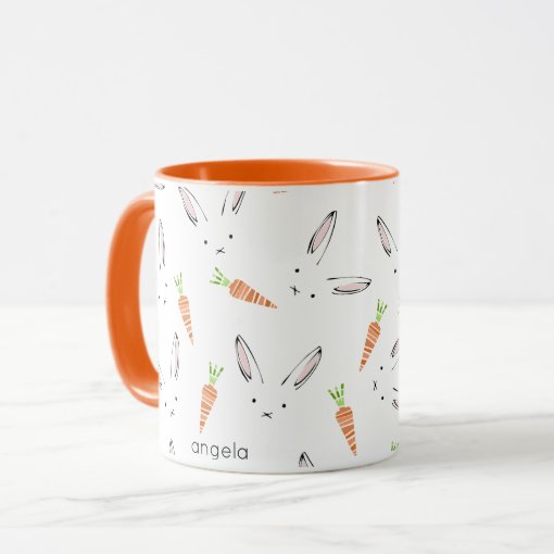 Cute Rabbit Carrot Pattern Personalized Mug | Zazzle