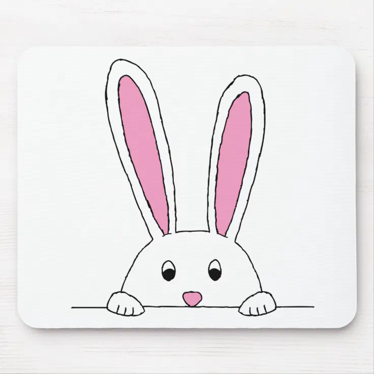 Cute Rabbit Clipart Peaking Cute Animals Bunny Art Mouse Pad | Zazzle