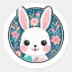 Cute Rabbit with Flower Pattern Classic Round Sticker | Zazzle