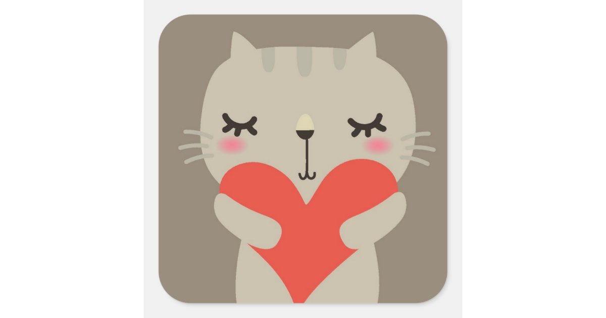 Cute rabbit with love square sticker | Zazzle