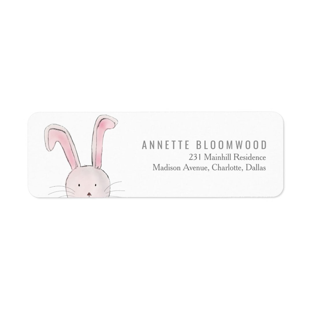 Cute Rabbit Woodland Pink Girl Baby Shower Label | Zazzle